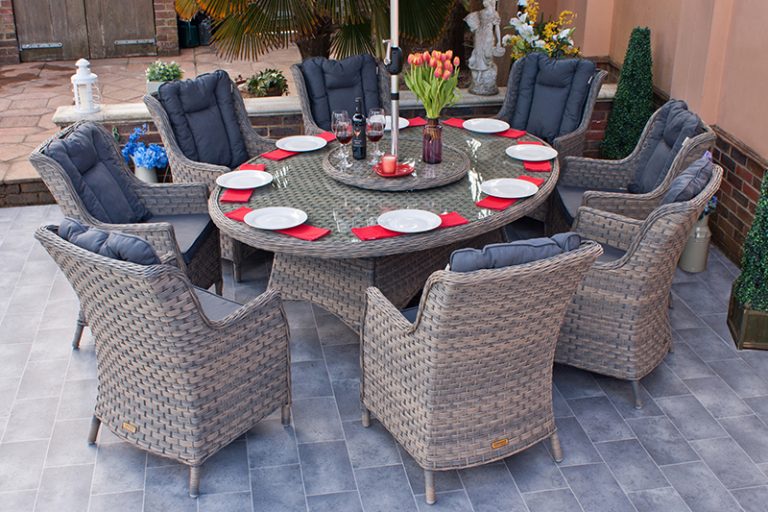 Corfu Woodash 210cm Elliptical Dining Set – Firmans Direct