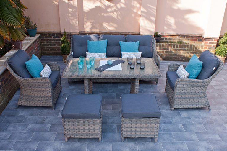 Corfu Woodash Grande Corner Dining Set with 3 Footstools – Firmans Direct