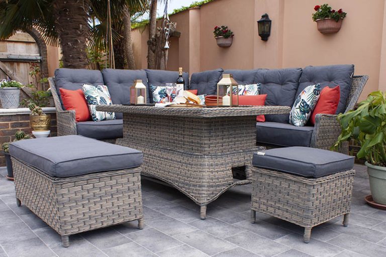 Corfu Woodash High Back Corner Dining Set – Firmans Direct