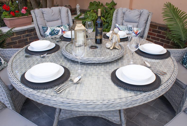 Corfu Stone 150cm Round Dining Set – Firmans Direct