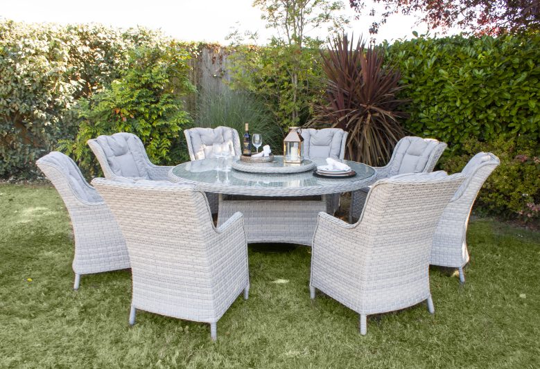 Corfu Stone 180cm Round Dining Set – Firmans Direct