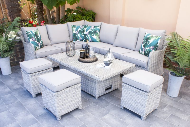 Corfu Stone Grande Corner Dining Set – Firmans Direct