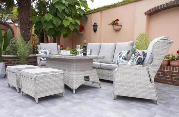 Corfu Stone High Back Reclining Dining Set – Firmans Direct