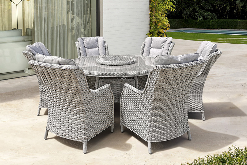 Corfu Willow 150cm Round Dining Set – Firmans Direct