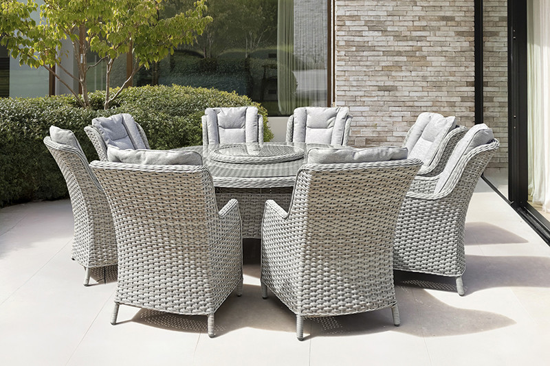 Corfu Willow 180cm Round Dining Set – Firmans Direct